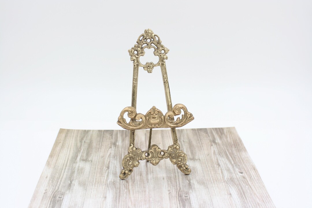 Vintage Small Brass Easel/ornate Brass Holder/art Easel Decor/holder ...