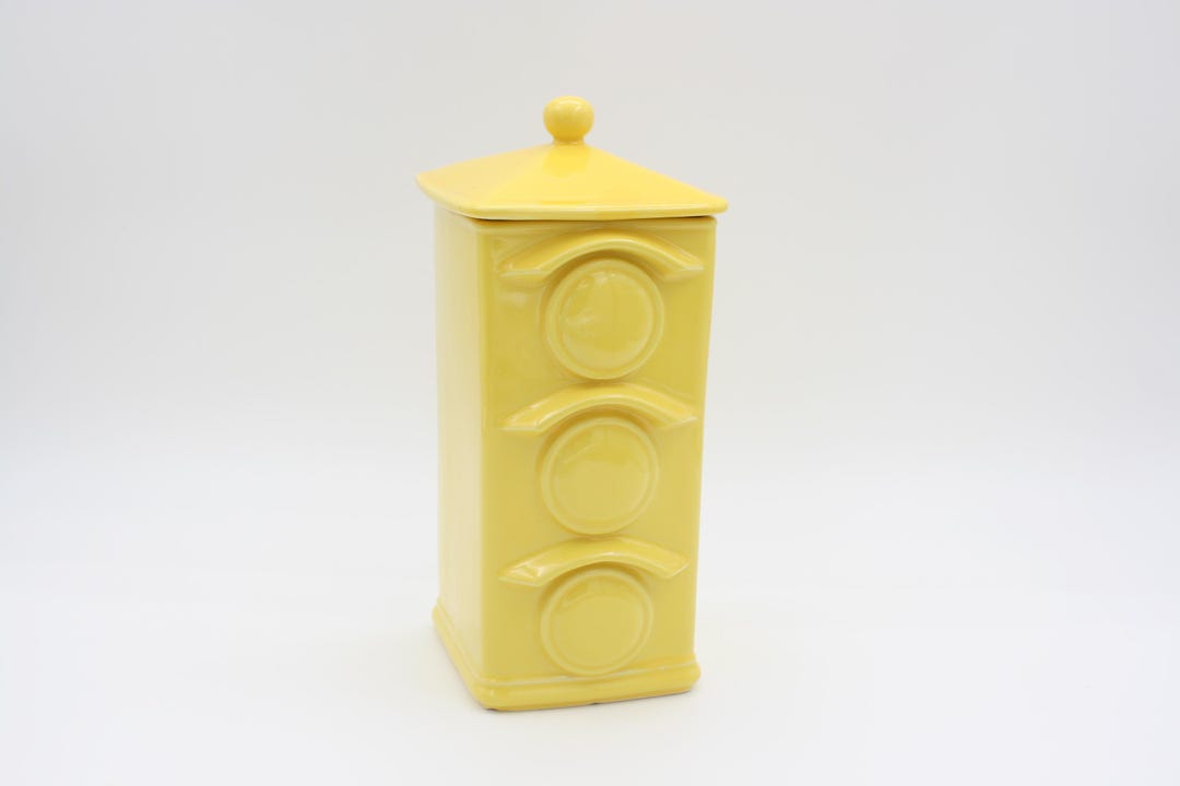Vintage Yellow Traffic Light Cookie Jar/mccoy Pottery Canister With Lid ...