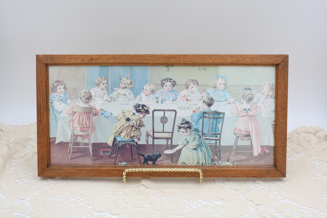 Vintage Miss Muffet's Birthday Party/maud Humphrey/wood Framed Print ...