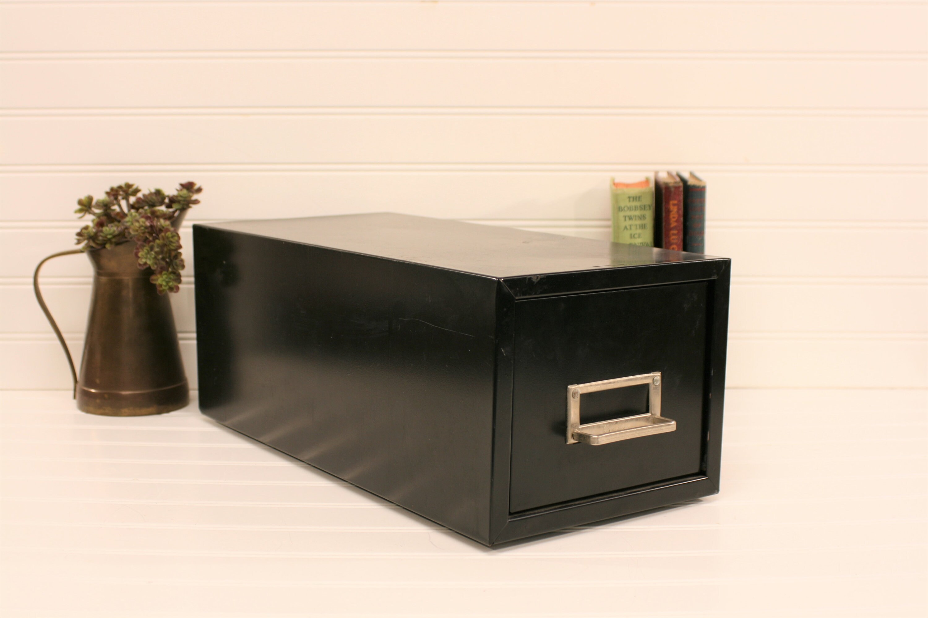 Vintage Steelmaster Black Metal Card Cabinet/office Equipment File Box ...