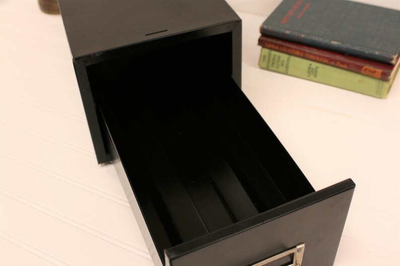Vintage Steelmaster Black Metal Card Cabinet/office Equipment File Box ...