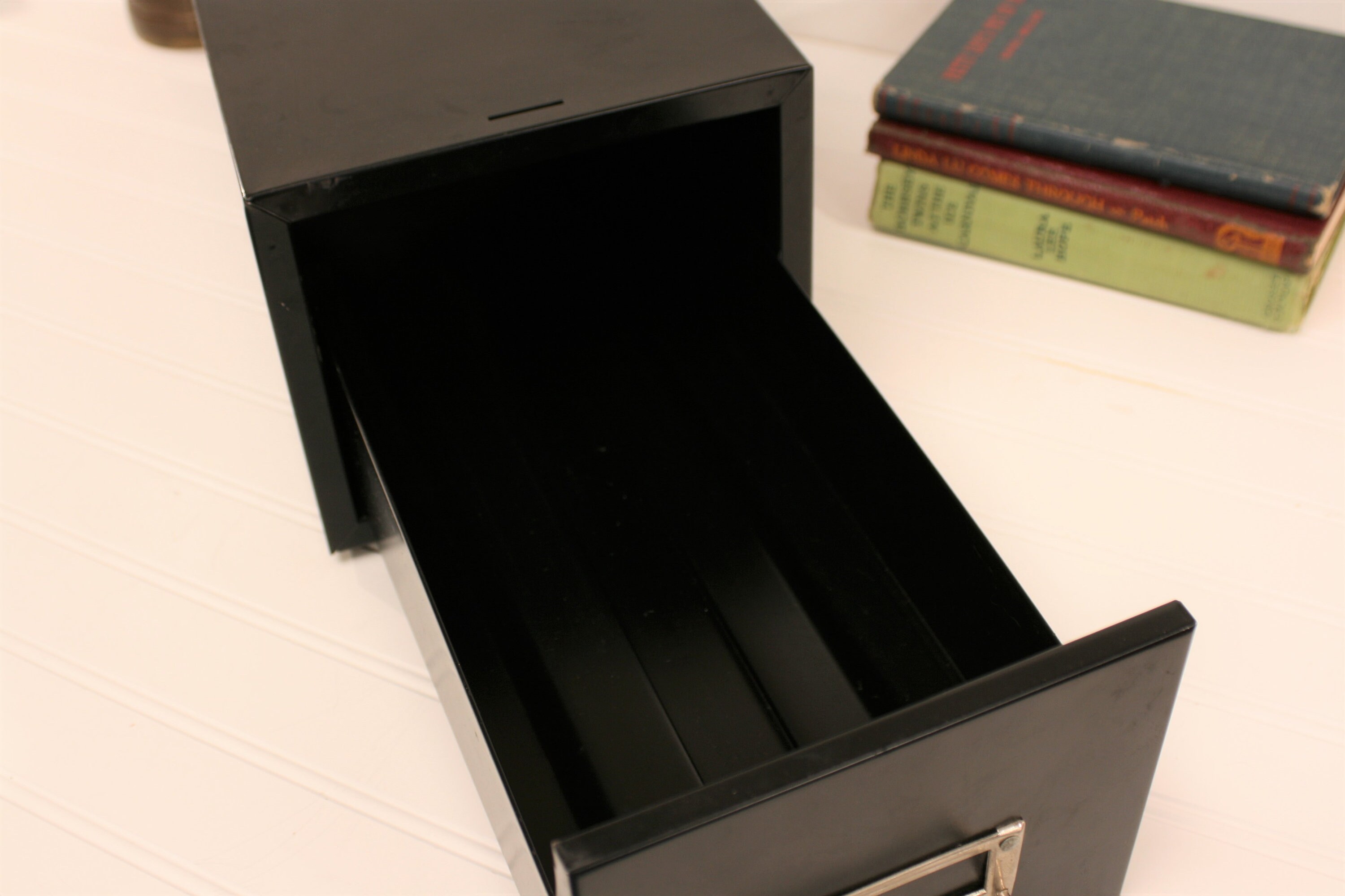 Vintage Steelmaster Black Metal Card Cabinet/office Equipment File Box ...