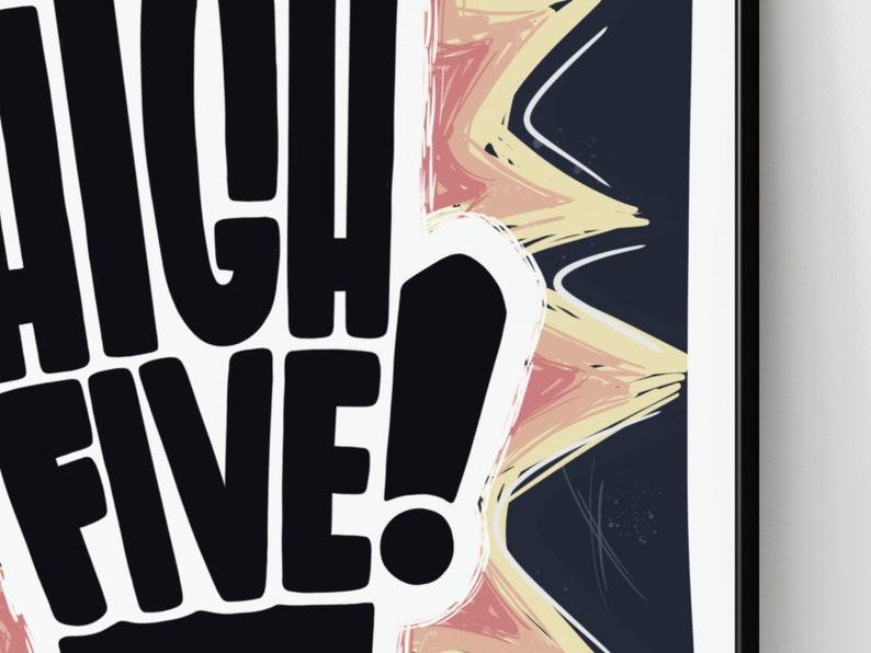 HIGH FIVE Positive Vibes Poster Print Hand Drawn Color Digital Download ...