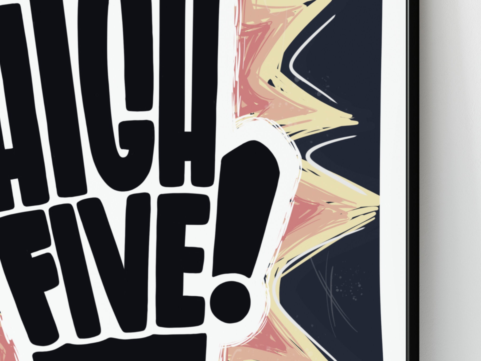 HIGH FIVE Positive Vibes Poster Print Hand Drawn Color Digital Download ...