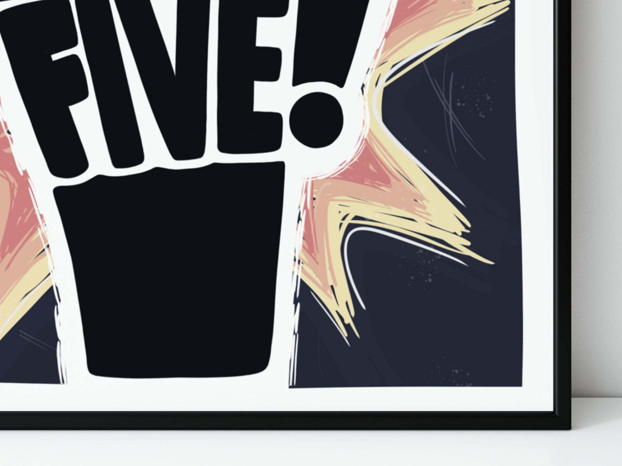 HIGH FIVE Positive Vibes Poster Print Hand Drawn Color Digital Download ...