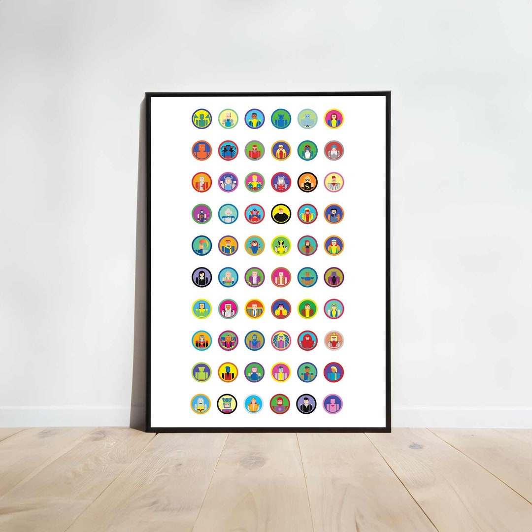 Minimalist X-men Head Icons Illustration, Custom Poster Art, Marvel ...