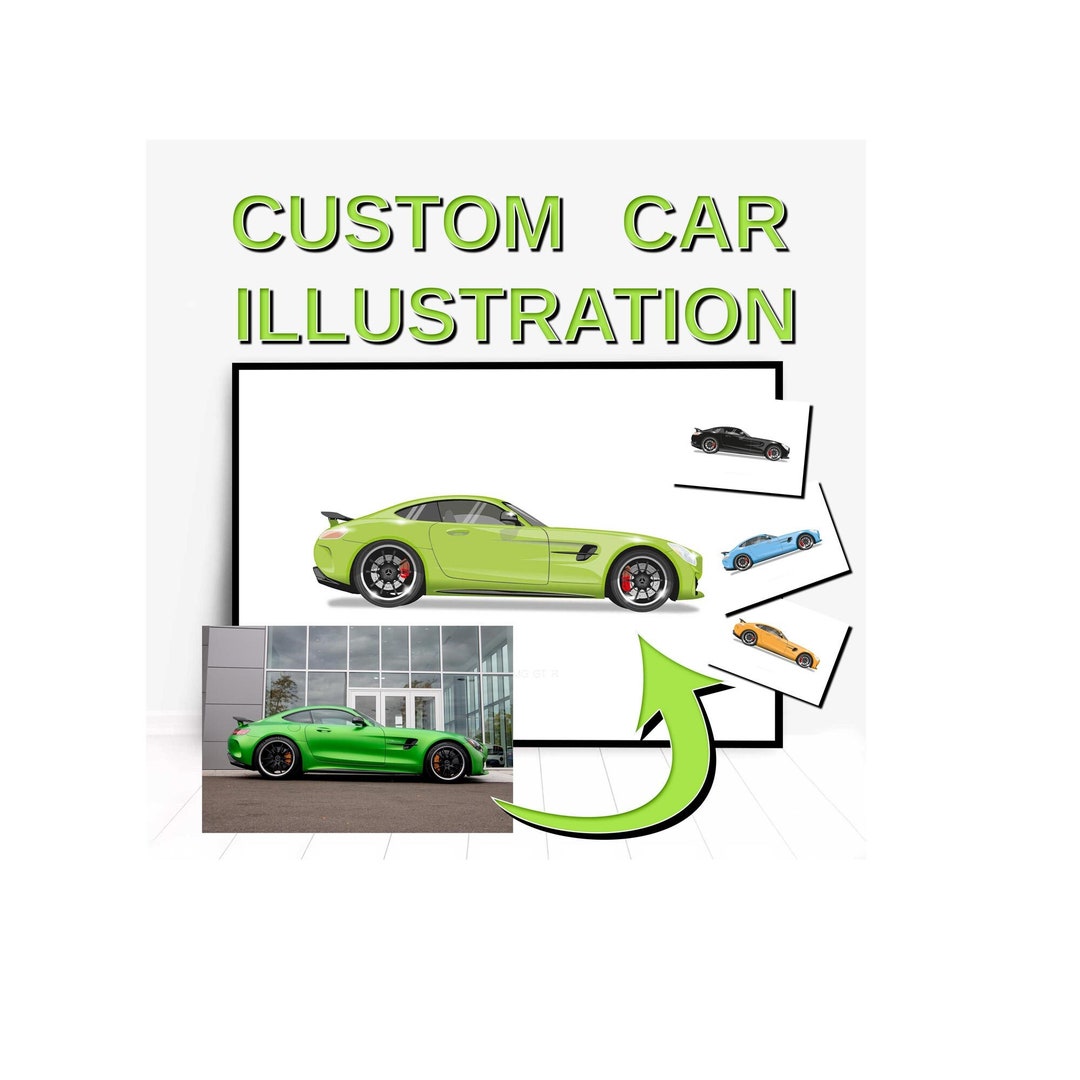 Personalised Custom Car Side View Illustration Portrait or Landscape ...