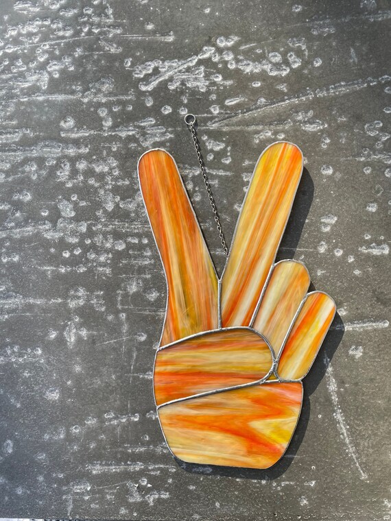 Stained Glass XL Peace Sign 16 X 9 In. Handmade Unique Home - Etsy