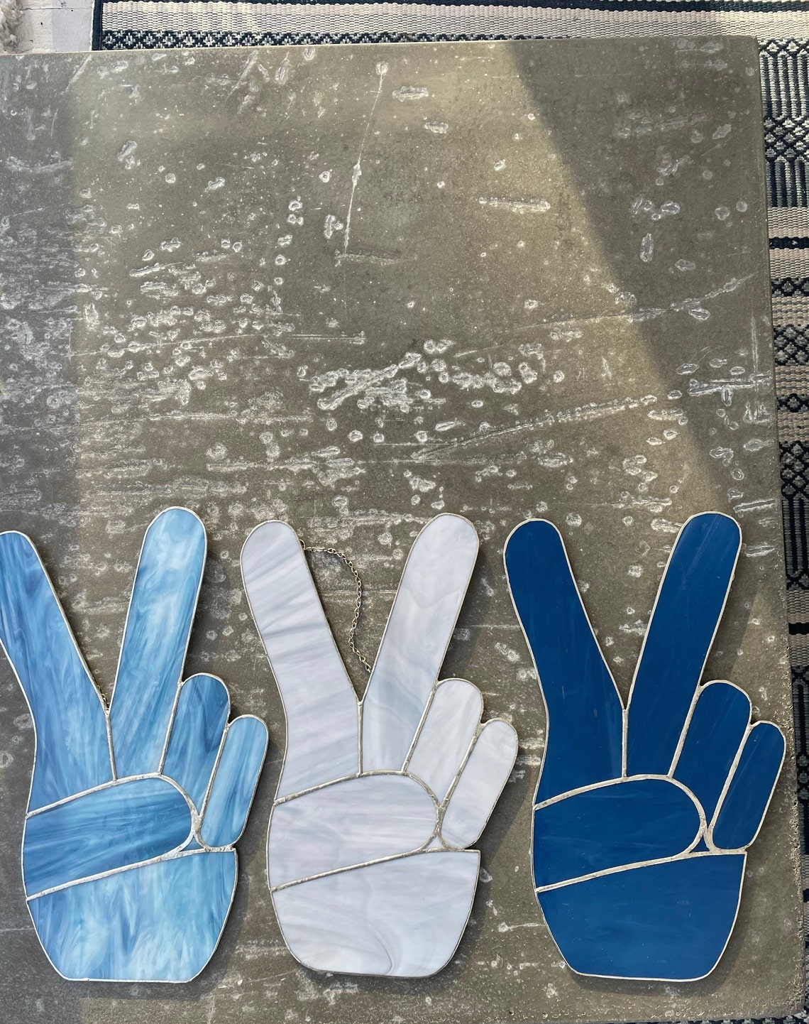 Stained Glass XL Peace Sign 16 X 9 In. Handmade Unique Home - Etsy