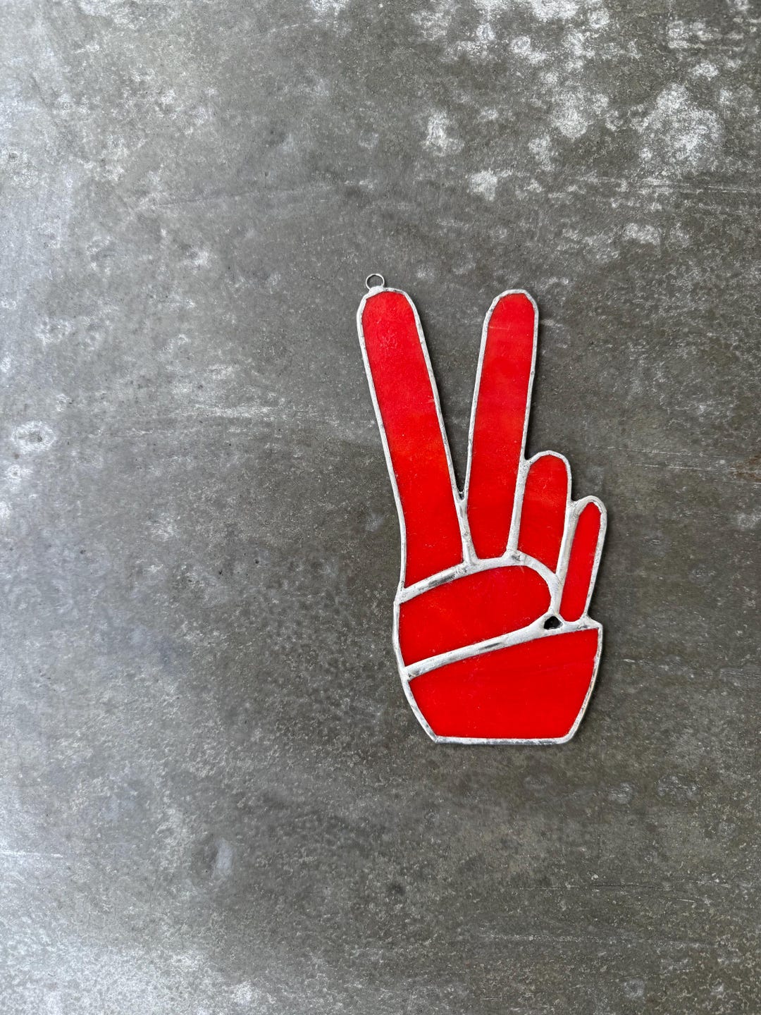 Stained Glass Peace Sign Hand - Suncatcher for Window or Wall Hanging ...