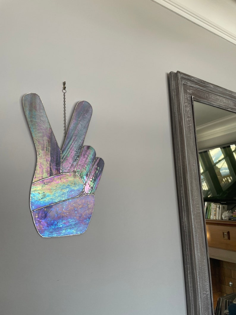 Stained Glass XL Peace Sign 16 X 9 In. Handmade Unique Home - Etsy