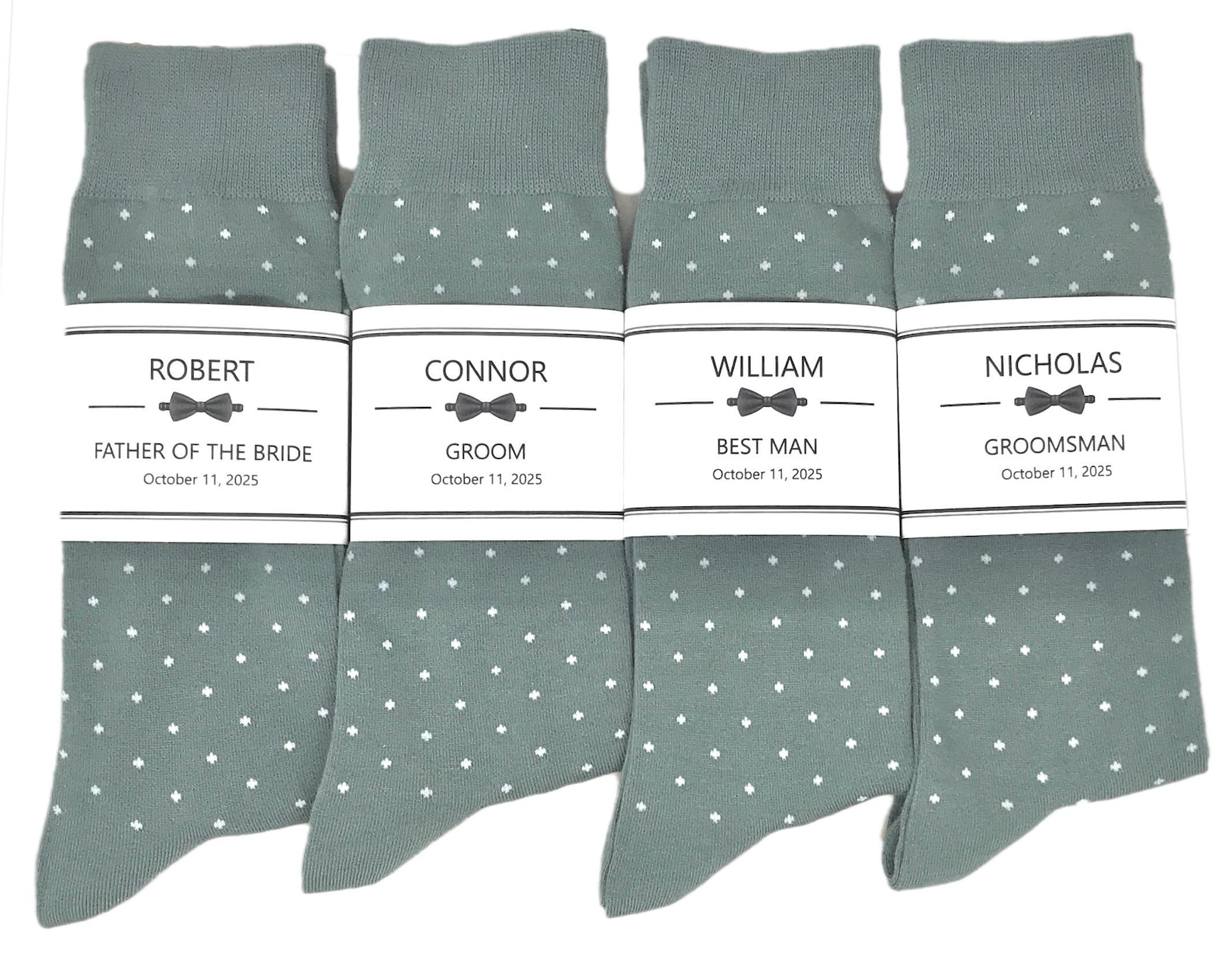 Sage Green Polka Dot Socks , 1 Pair Men's Personalized Groomsmen ...