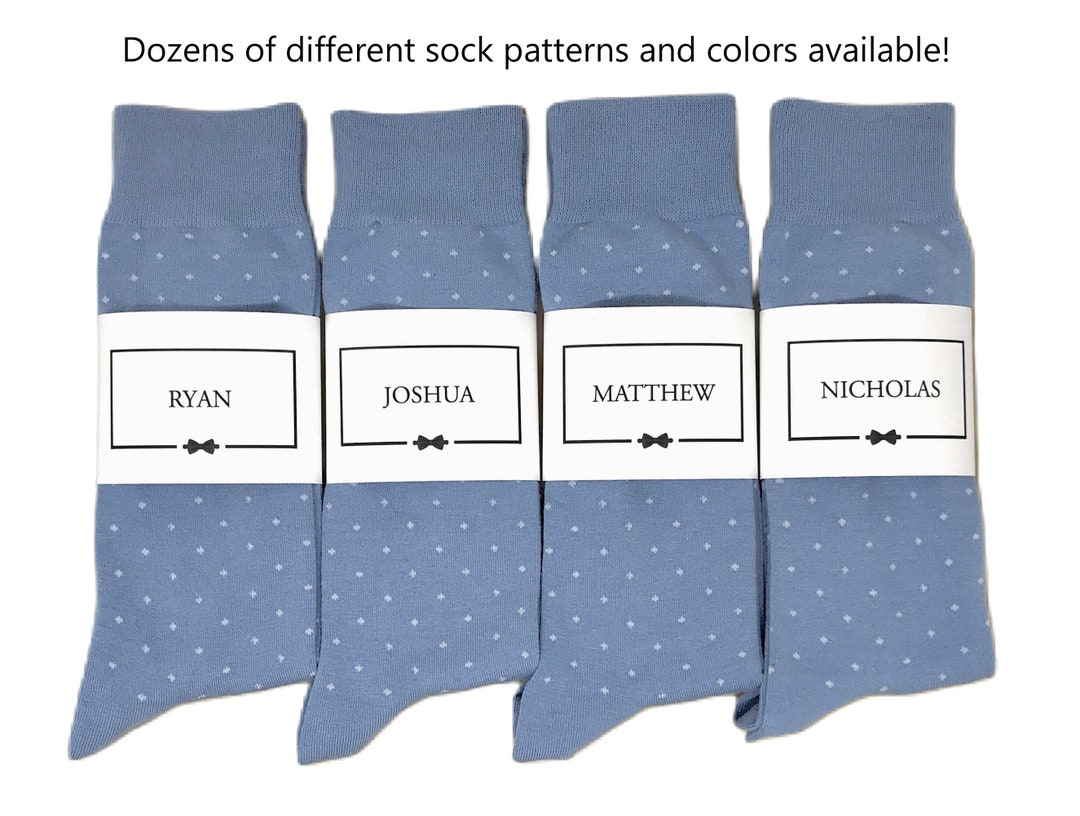 Dusty Blue Polka Dot Socks , 1 Pair Men's Personalized Groomsmen ...