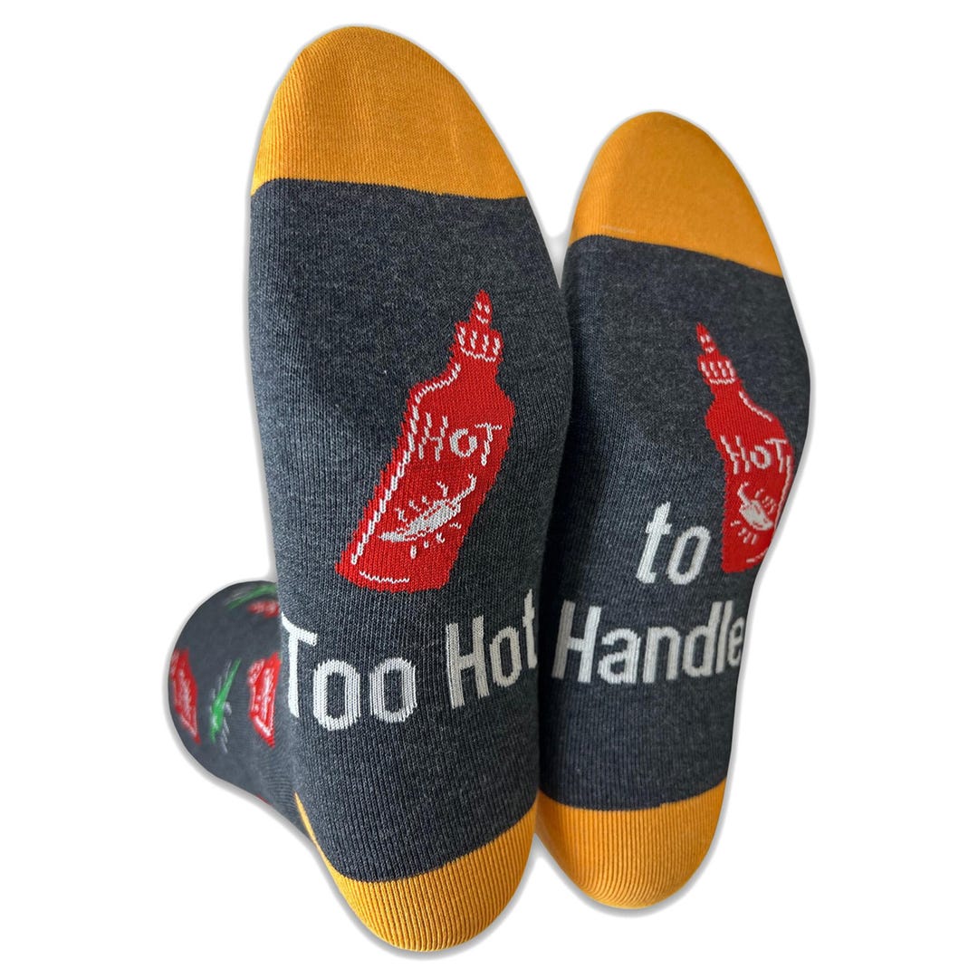 1 Pair Men's "too Hot to Handle" / Hot Sauce / Sriracha Crew Novelty ...
