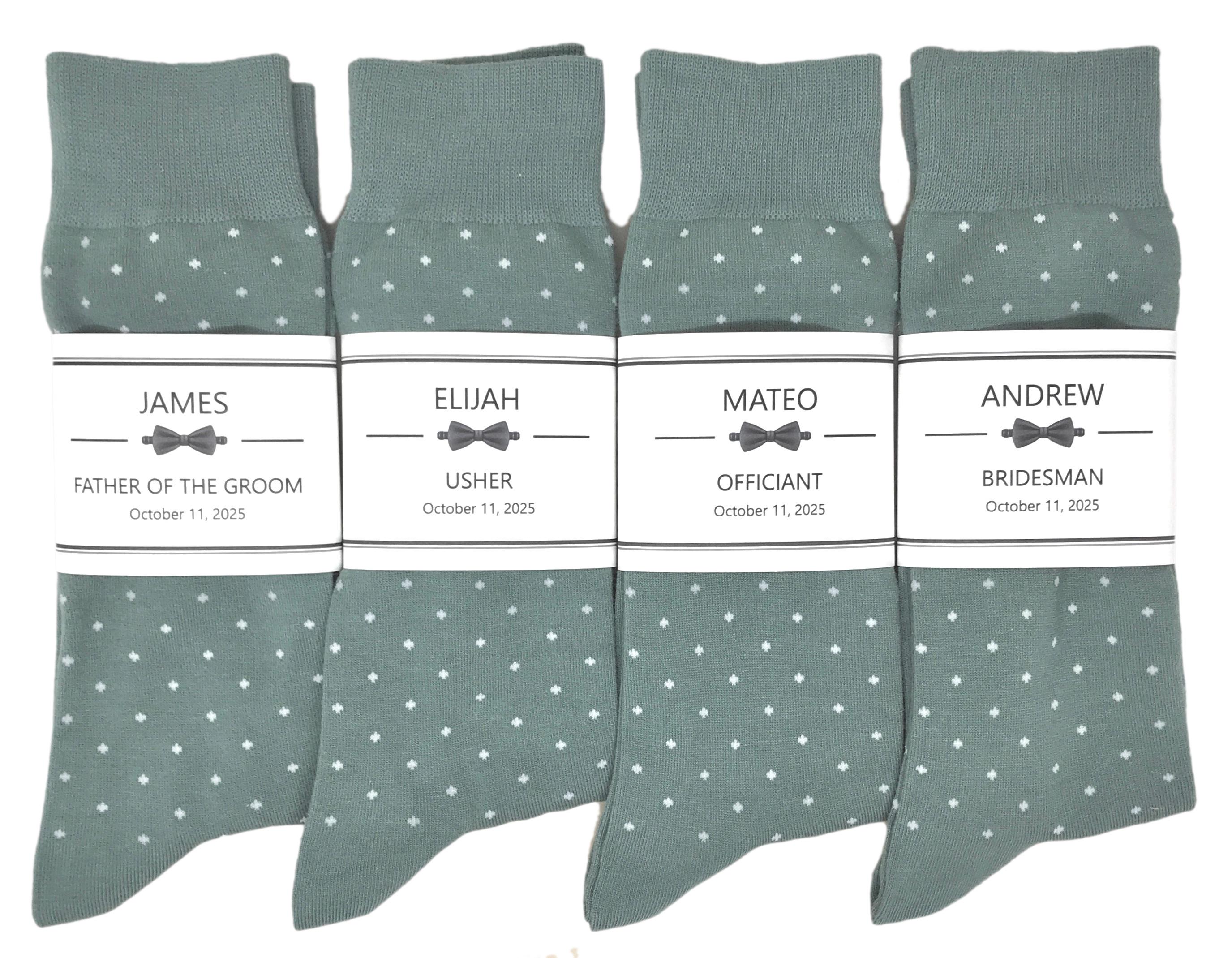 Sage Green Polka Dot Socks , 1 Pair Men's Personalized Groomsmen ...