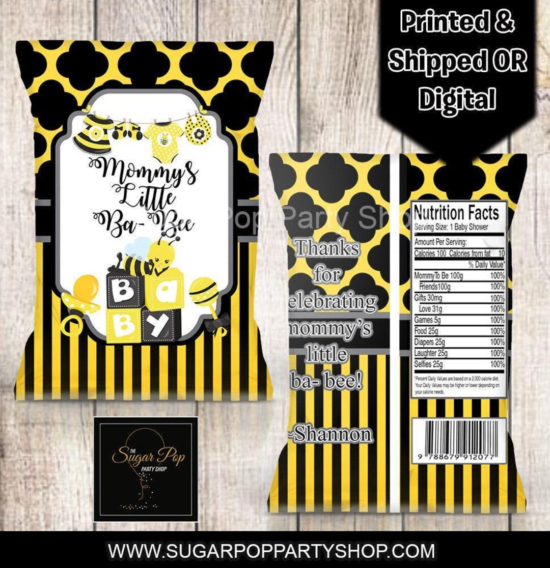 Personalized| Bumblebee| Chip Bag Wrapper | Baybee Baby Shower Favors ...