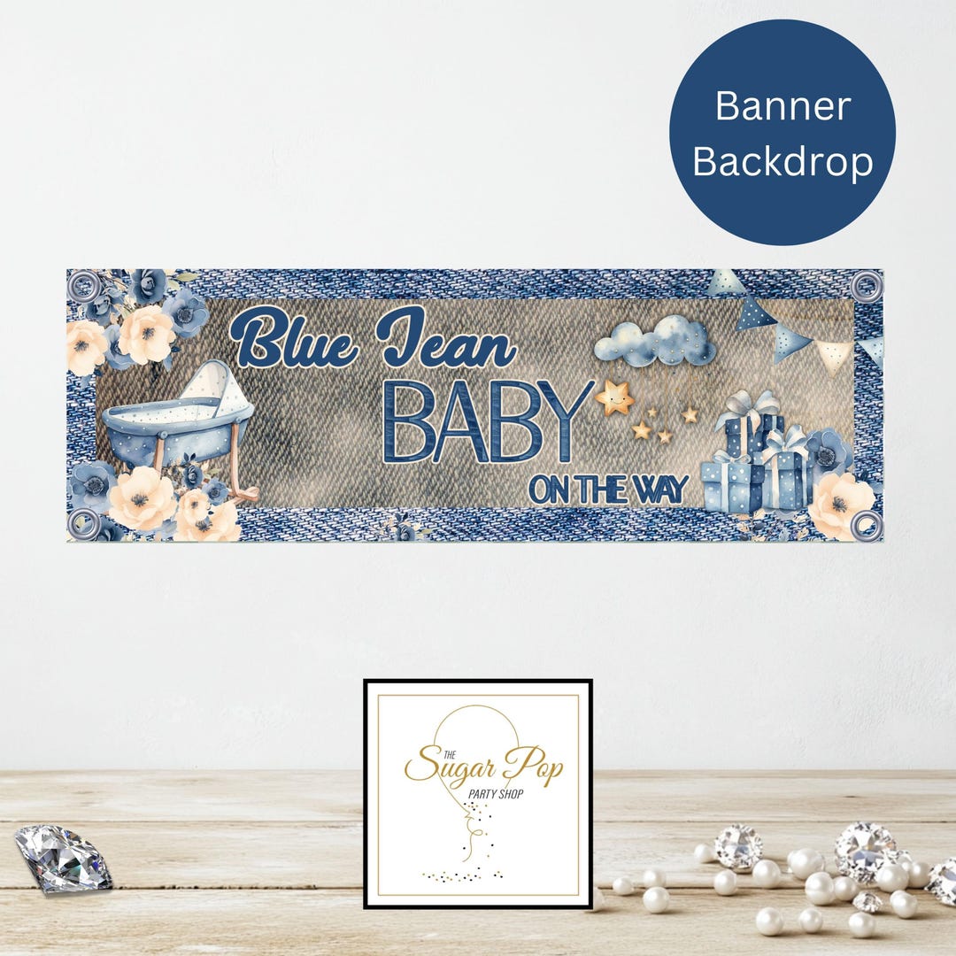 Instant Download| Blue Jean Baby| Denim| Banner| Denim Baby Shower ...