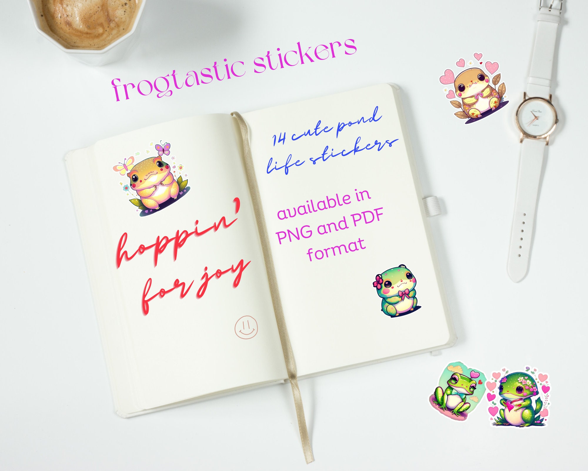 Cute Frog Digital Stickers / Pdf /png / Stickers / Journaling Stickers ...