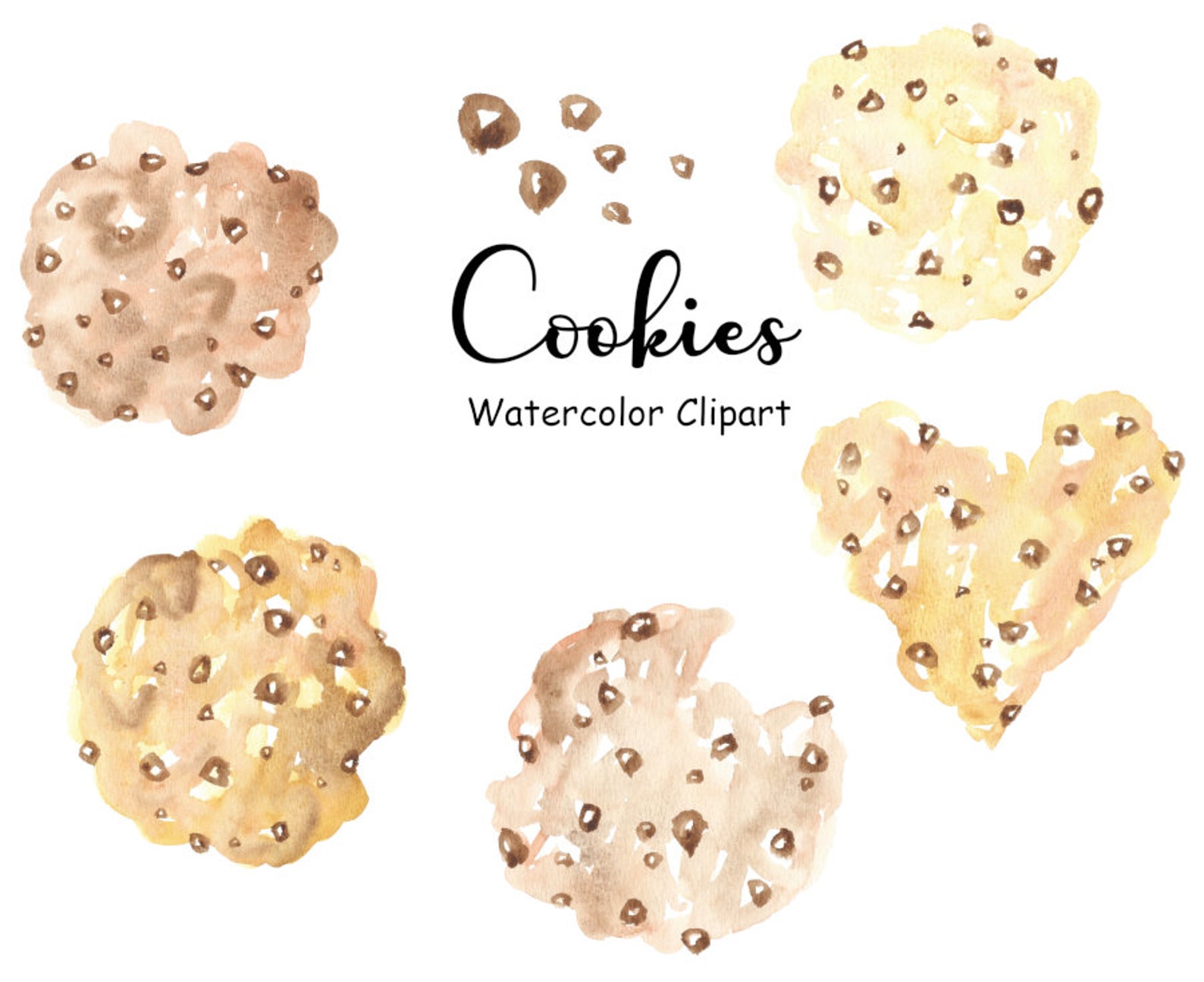 Watercolor Cookie Clipart Food Clip Art 6 Hand Painted PNG - Etsy