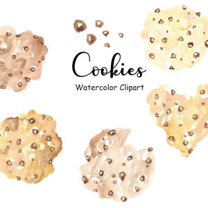 Watercolor Cookie Clipart Food Clip Art 6 Hand Painted PNG - Etsy