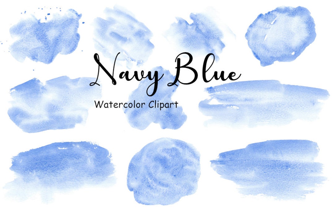 Navy Blue Watercolor Splashes and Splotches Clipart, 10 Splat Hand ...