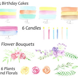 Birthday Cake Watercolor Clipart, Hand Painted Watercolor Wedding Cake ...