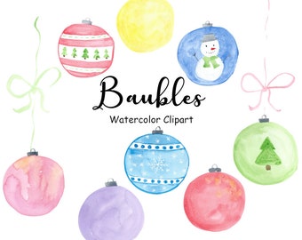 Christmas Clip Art Hand Painted Christmas Ornaments - Etsy