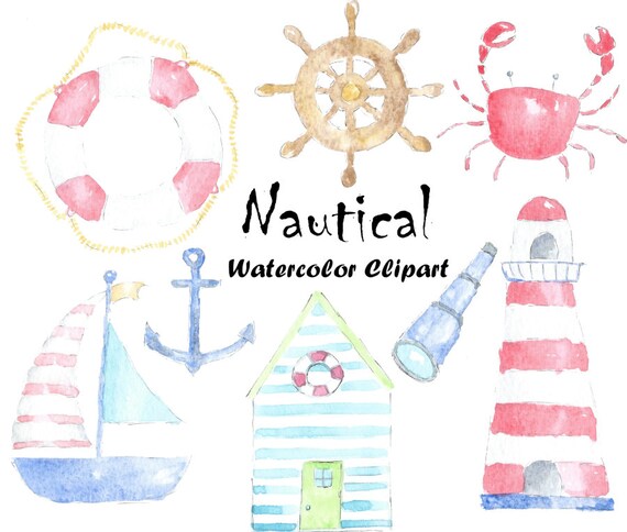 Nautical Watercolor Clipart Watercolor Beach Seaside Summer - Etsy