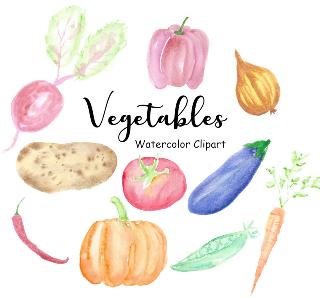 Watercolor Vegetable Clipart, Healthy Food Clip Art, 10 Hand Painted ...