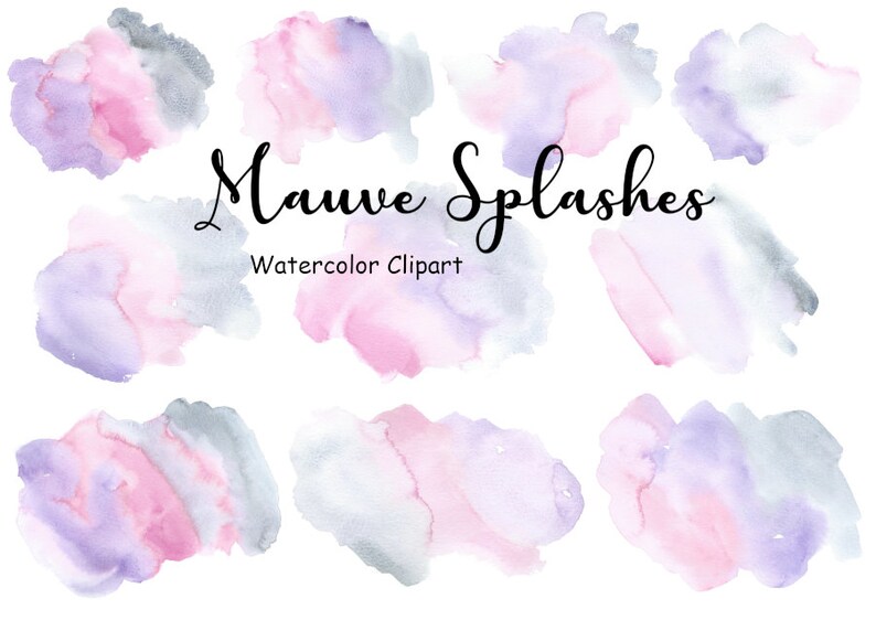 Mauve Watercolor Splashes Clipart Purple and Pink Splotches - Etsy