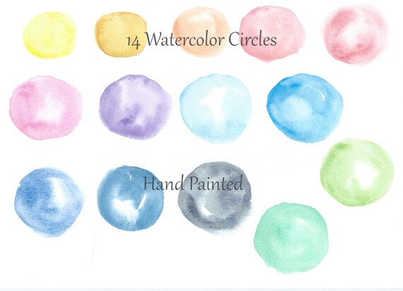 Watercolor Circles Clipart 14 Hand Painted PNG Watercolor | Etsy