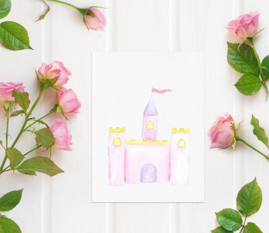 Princess Castle Watercolor Clipart 5 Hand Painted PNG Files - Etsy