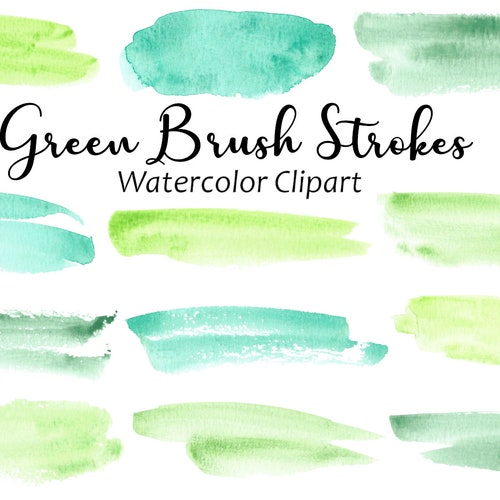 Blue Watercolor Brush Strokes Clipart Commercial Use 12 Hand - Etsy