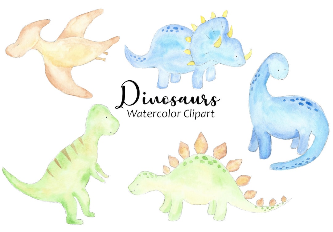 Dinosaurs Watercolor Clipart, Dino Clip Art, 5 Hand Painted PNG ...