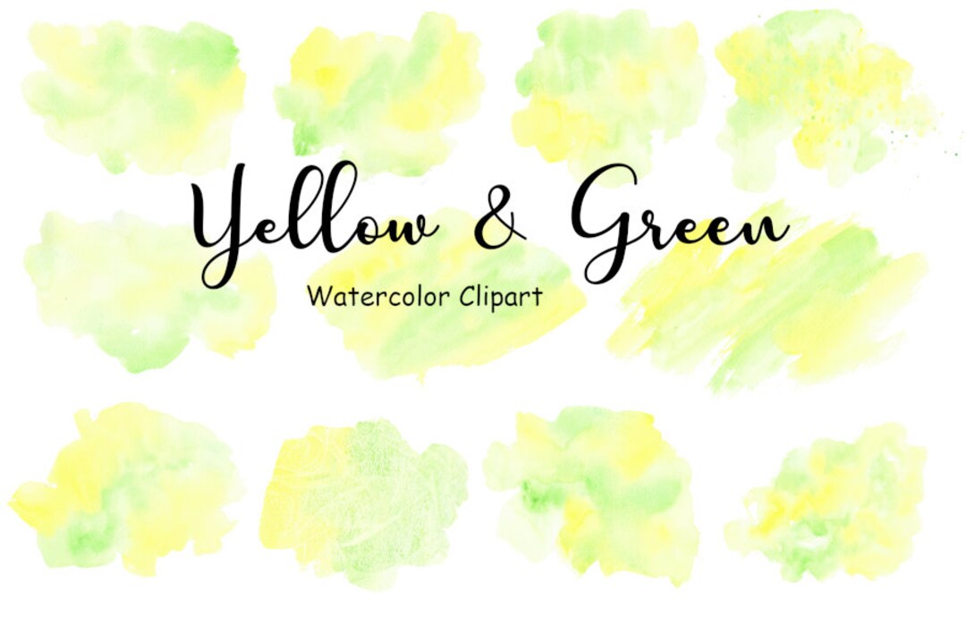 Yellow and Green Watercolor Splashes and Splotches Clipart, 11 Splat ...