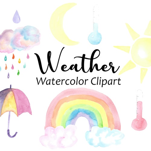 Watercolor Weather Clipart 14 Hand Painted PNG Watercolor - Etsy