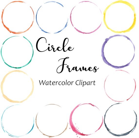 Circle Frames Watercolor Clipart Round Digital Frame Logo - Etsy Australia