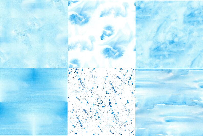 Blue Watercolor Digital Paper Seamless Background Texture | Etsy