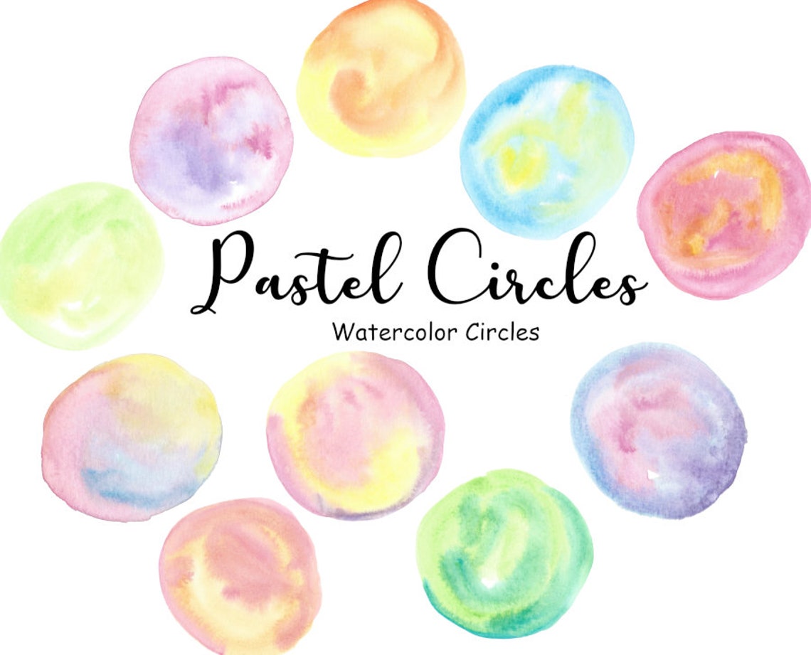 Watercolor Pastel Circles Clipart 10 Hand Painted PNG - Etsy