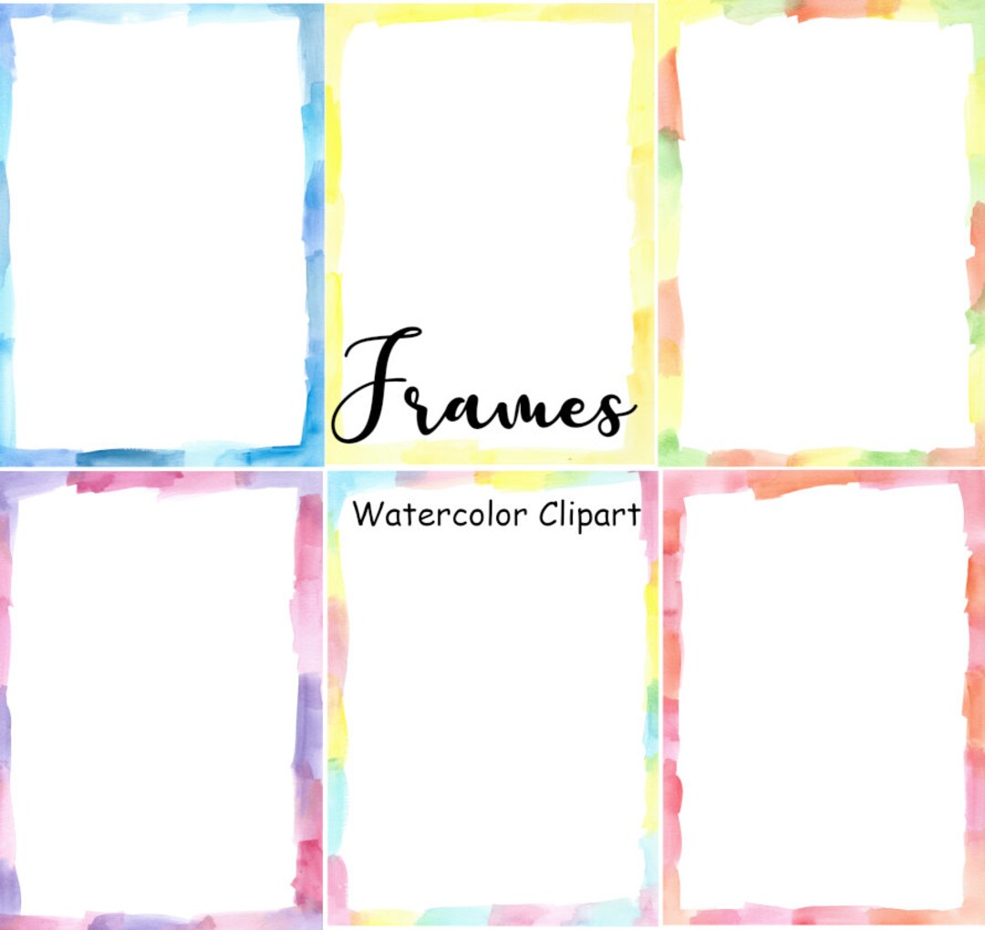 Watercolor Frames Clipart, Commercial Use, 6 Hand Painted Watercolor ...