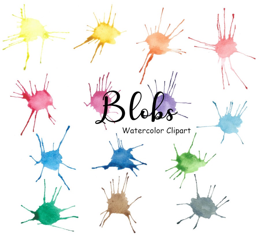 Watercolor Blobs Clipart 14 Hand Painted Splotches - Etsy