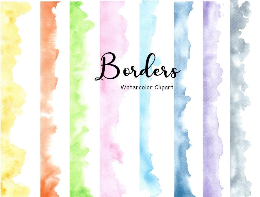 Watercolor Borders Clipart, Commercial Use, 8 Hand Painted Watercolor ...