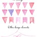 Pink Bunting Watercolor Clipart, Birthday Banner Clipart, Commercial ...