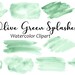 Olive Green Watercolor Splashes and Splotches Clipart 12 | Etsy
