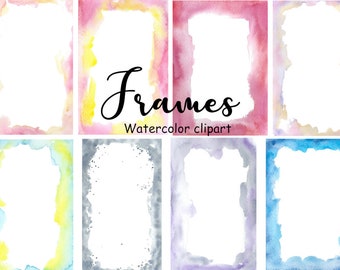 Watercolor Borders Clipart, Commercial Use, 8 Hand Painted Watercolor ...