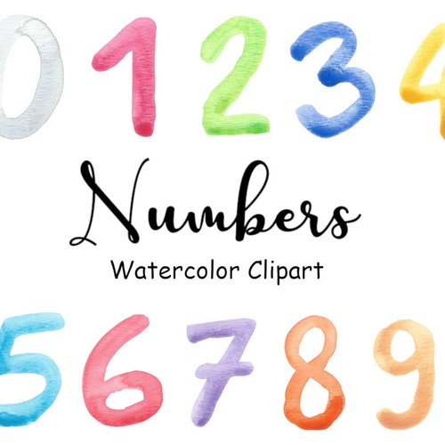 Watercolor Numbers Clipart Number Clip Art Pink Girls Symbols - Etsy Canada
