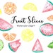 Watercolor Fruit Slices Clipart 13 Hand Painted PNG | Etsy