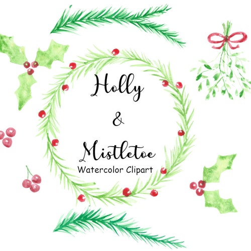 Watercolor Christmas Clipart Holiday Clip Art Christmas - Etsy