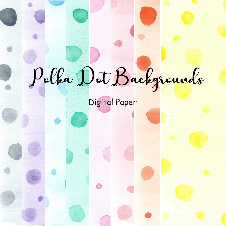 Polka Dot Watercolor Digital Paper, Hand Painted Pattern Clipart ...