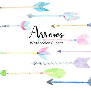 Tribal Arrows Watercolor Clipart Boho Arrow Clip Art 10 Hand - Etsy
